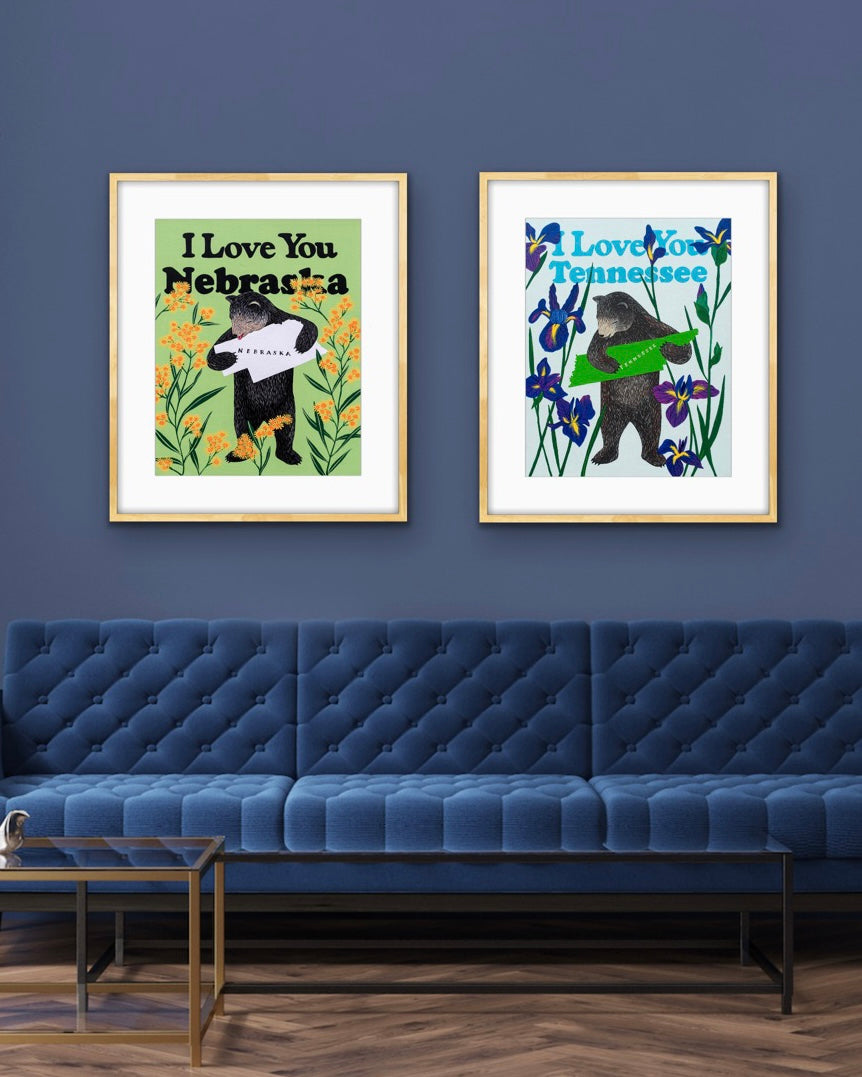 "I Love You Nebraska" Print — Affordable Art – 3 Fish Studios