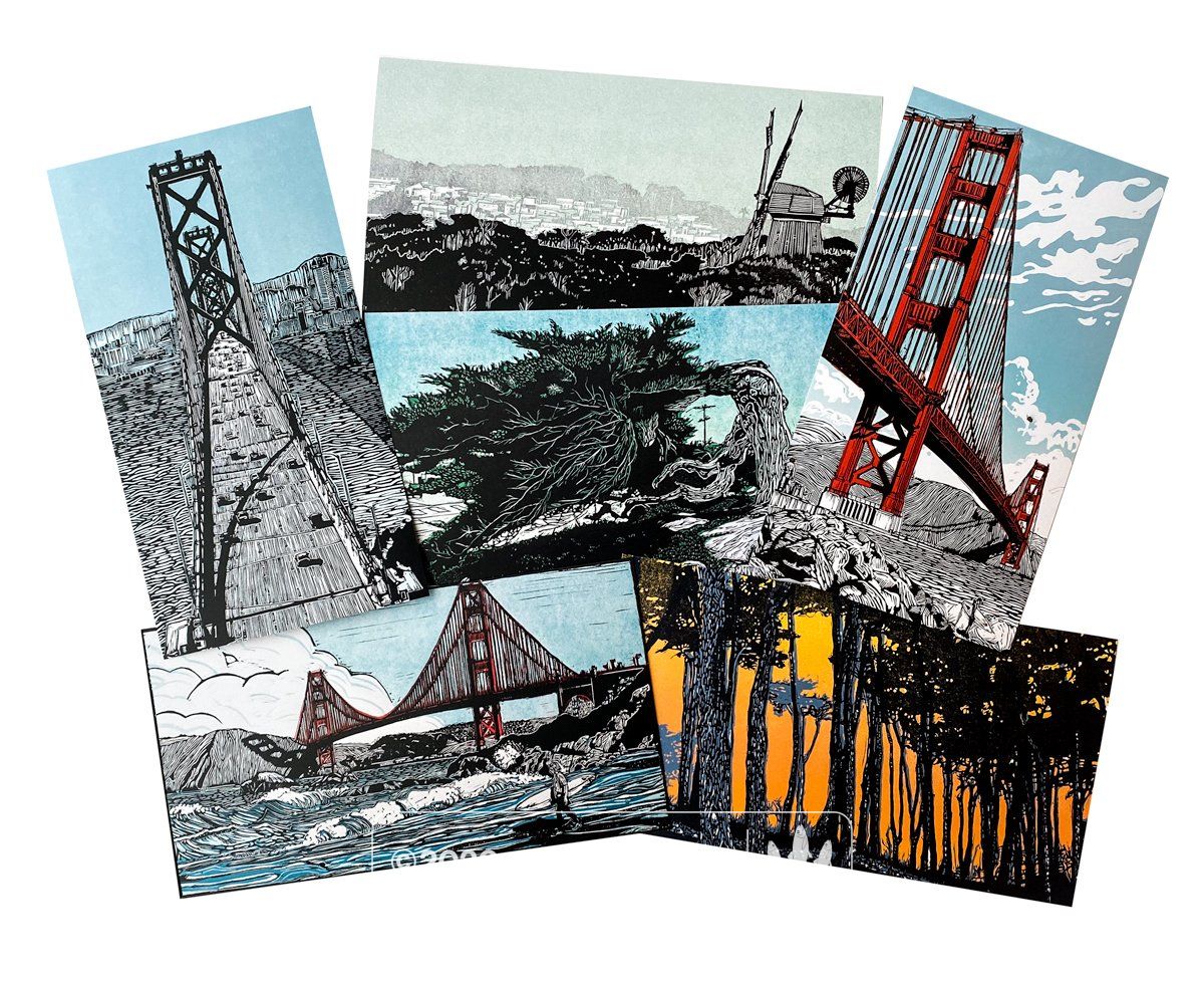 San Francisco Six-Pack Postcard Set – 3 Fish Studios