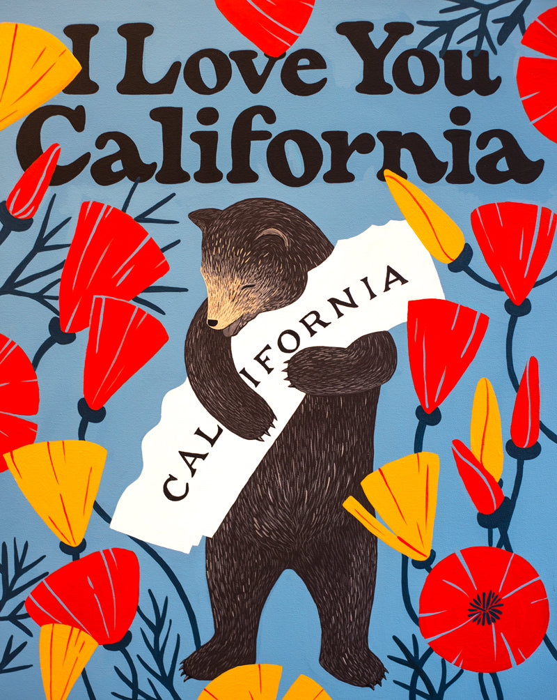 "I Love You California" Poppy Print — Affordable Art – 3 Fish Studios