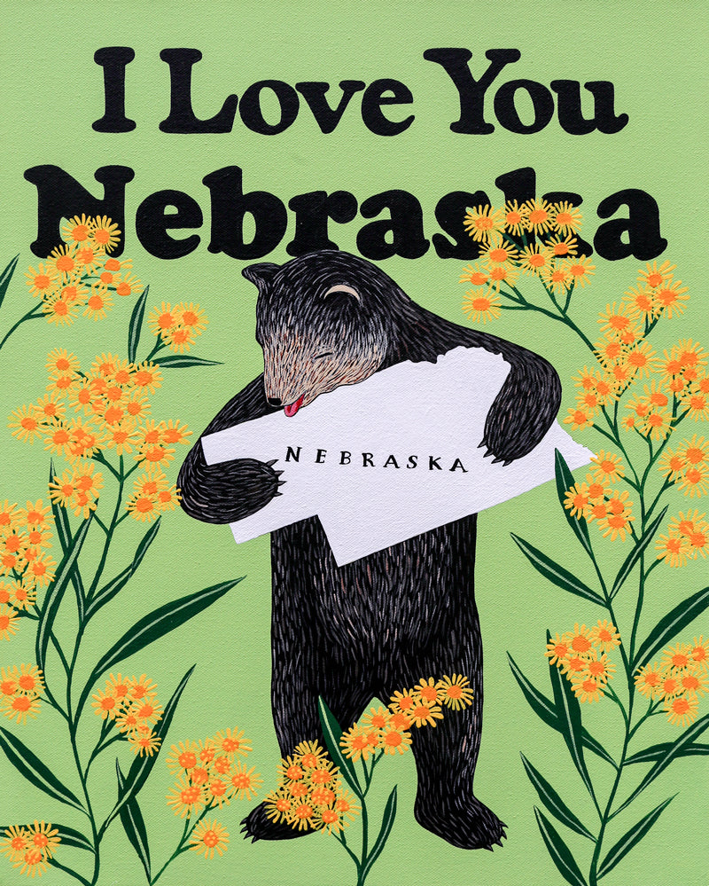 "I Love You Nebraska" Print — Affordable Art – 3 Fish Studios