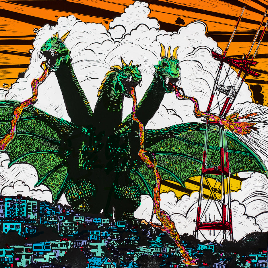 "King Ghidorah" Print — Affordable Art – 3 Fish Studios