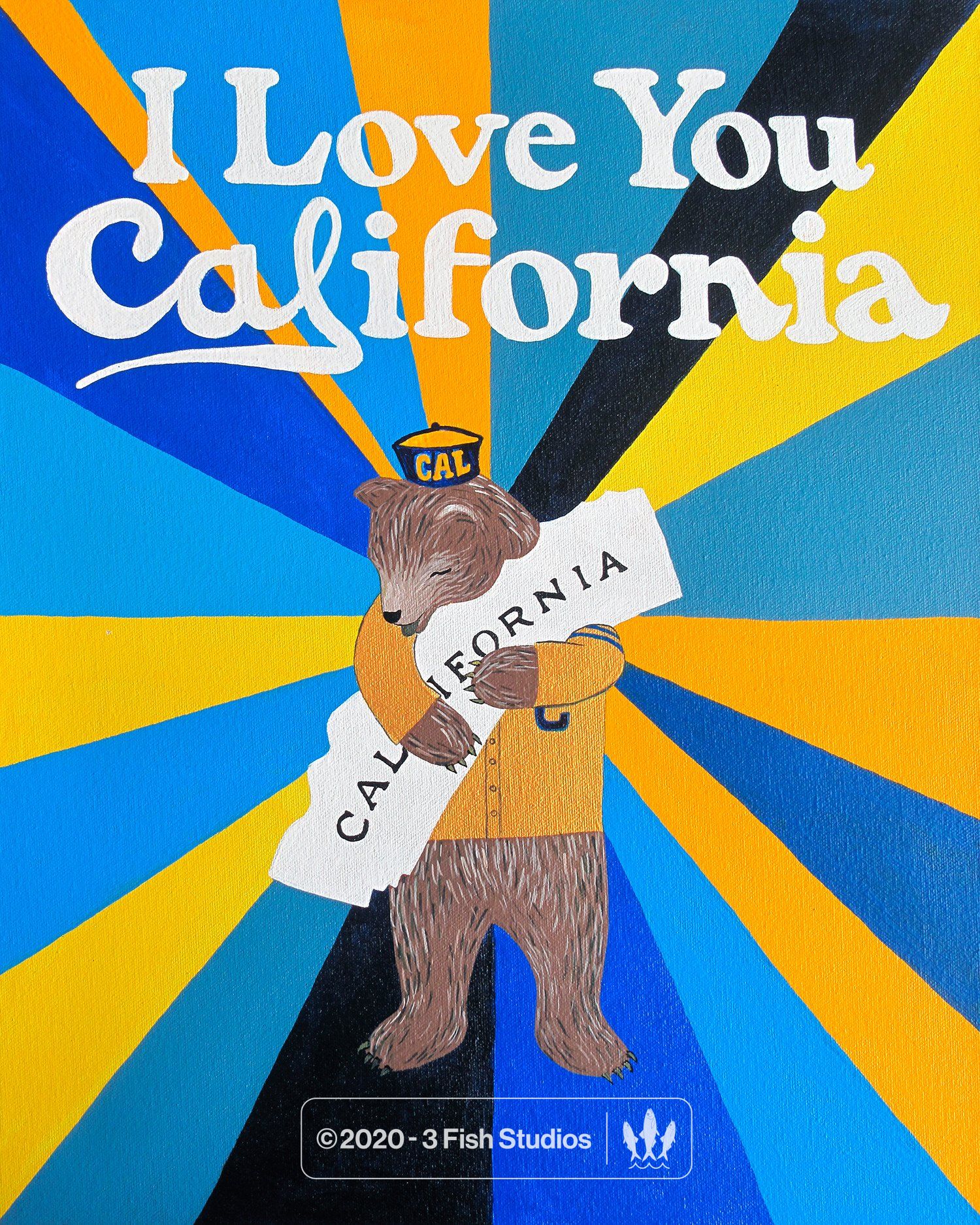 "I Love You California" Oski Print — Affordable Art – 3 Fish Studios